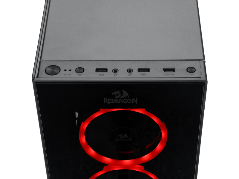 Redragon Thundercracker RGB Tempered Glass Black Mid Tower Gaming Case ...