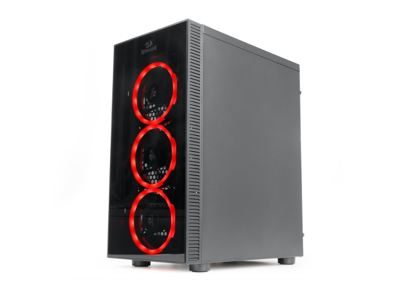 Redragon Thundercracker RGB Tempered Glass Black Mid Tower Gaming Case ...