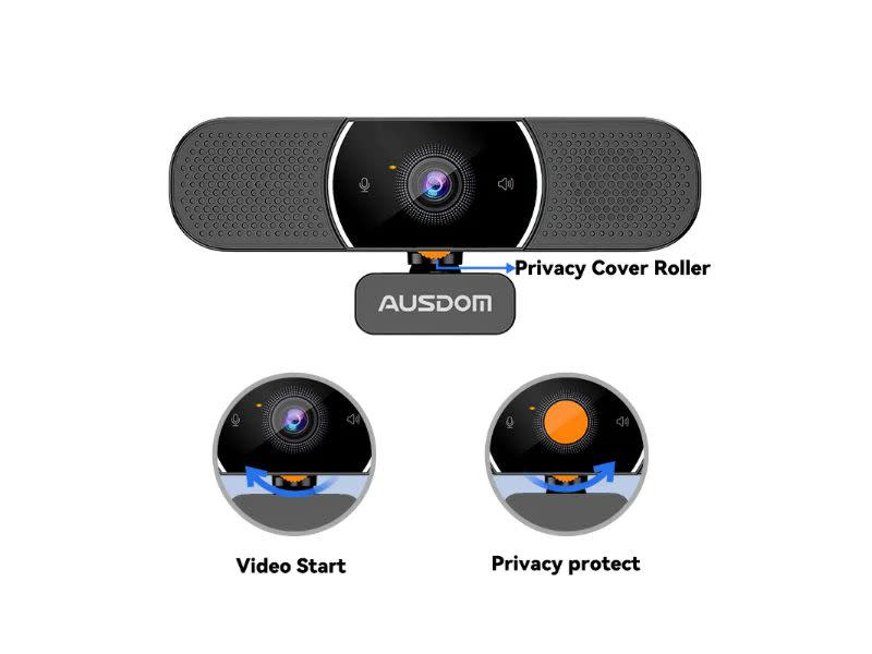 Ausdom AW616 2K PC Web Camera with Built in Speakers - Black | Webcams ...
