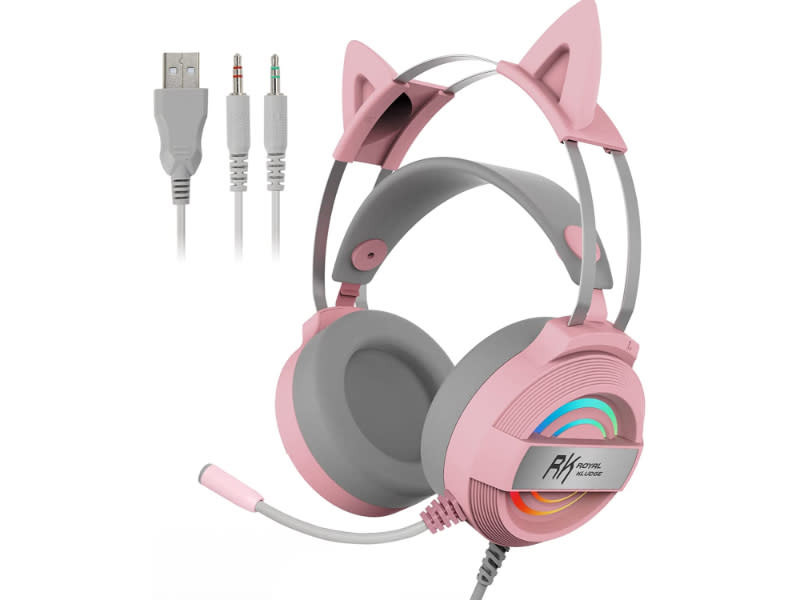 Royal Kludge E6000 RGB With Removable Kitty Ears Pink Wired Gaming ...