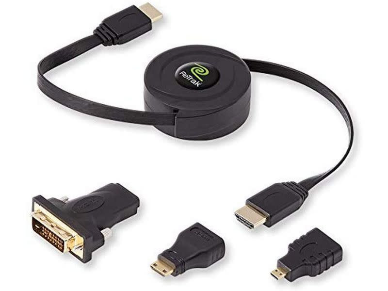 ReTrak Retractable Standard HDMI Cable with Mini HDMI, Micro HDMI, and ...